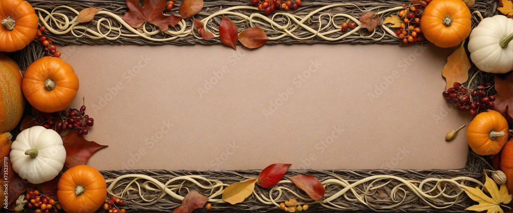 Autumn Harvest Straight Strip Border with Shadow - PNG Cutout Object on ...