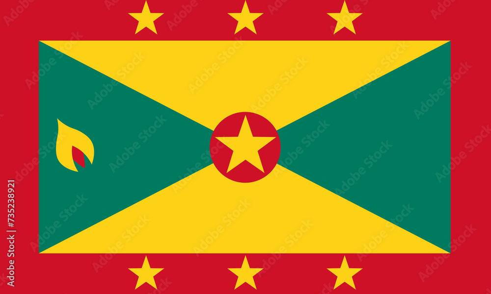 Grenada flag in official colors and proportion correctly vector eps ...
