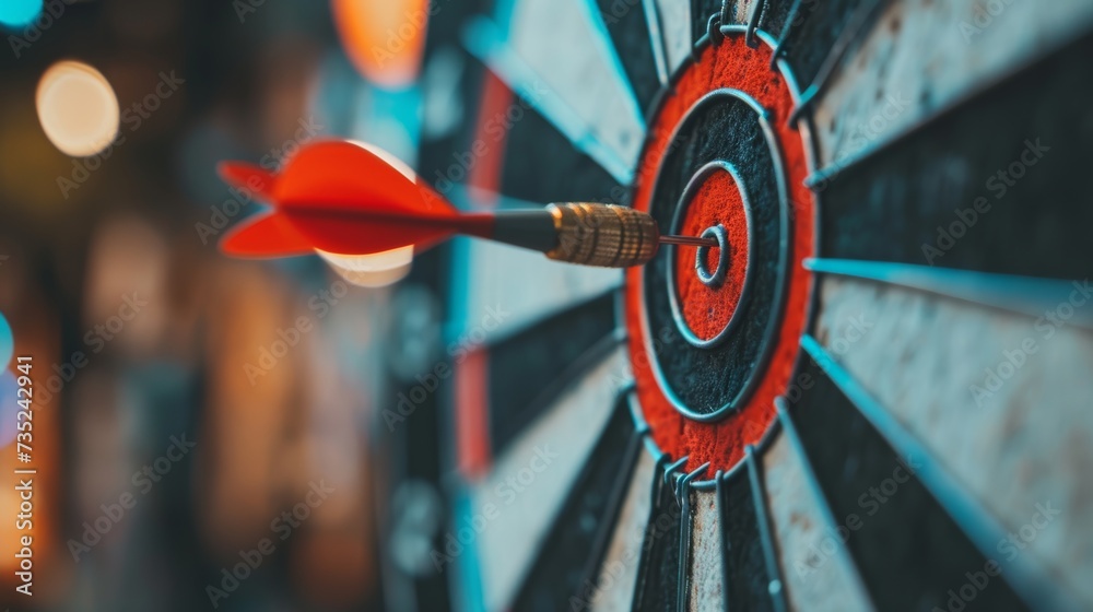 set goals for work. dart aiming at the target center business. goal, aiming marketing target ...