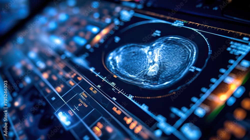 Close-up of a high-resolution medical imaging scan displaying detailed ...