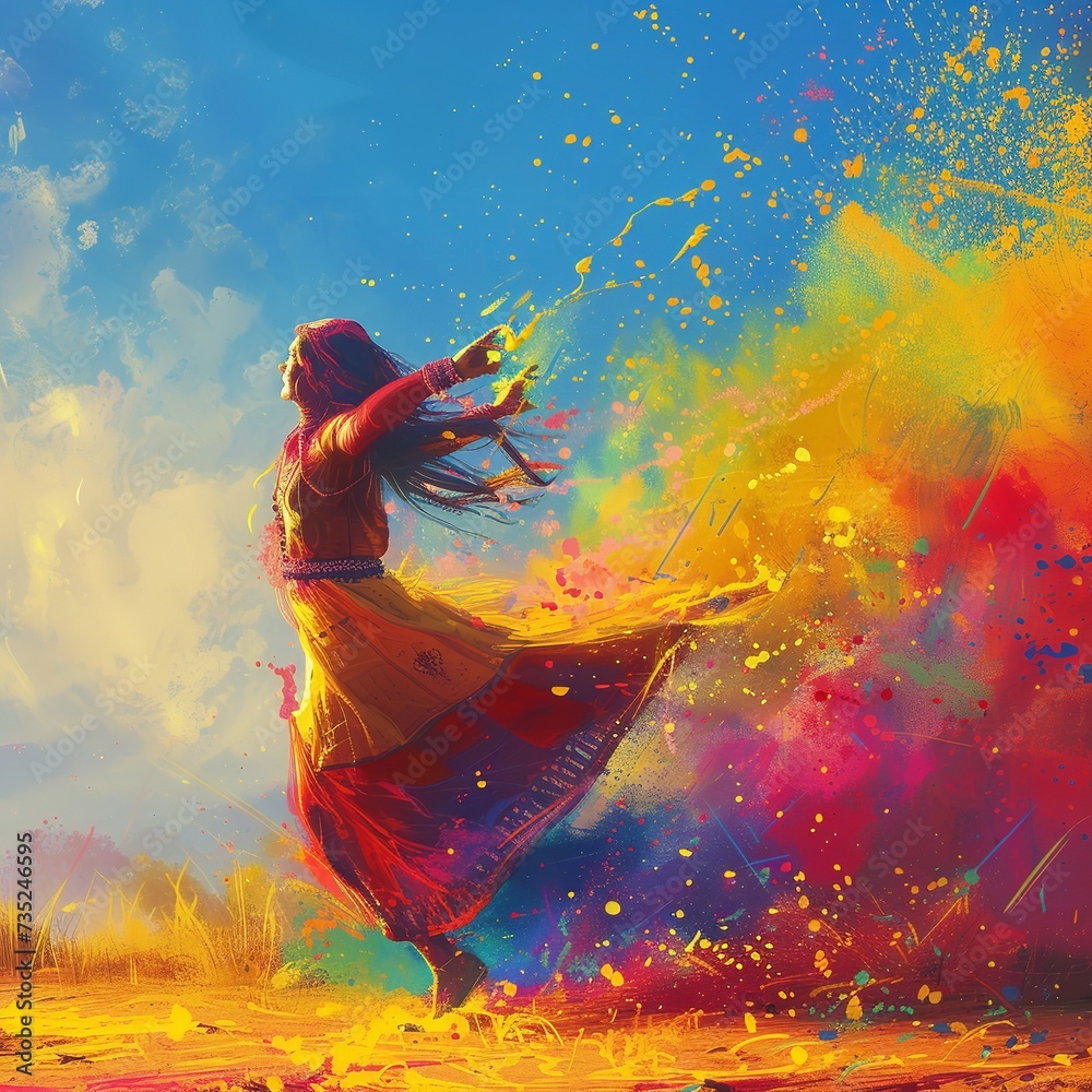 Holi color festival. Womans celebrating the Holi festival of colors and ...