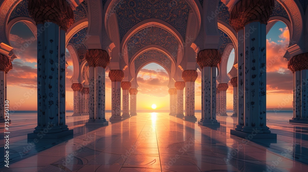 Islamic background with magnificent mosque , creative photograph angles ...