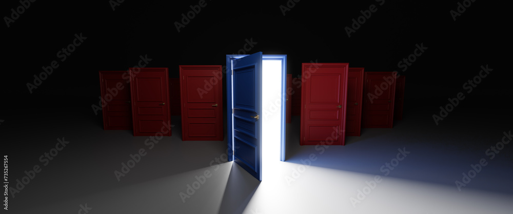 Business concept of choice:many doors,Choose the right door for future ...