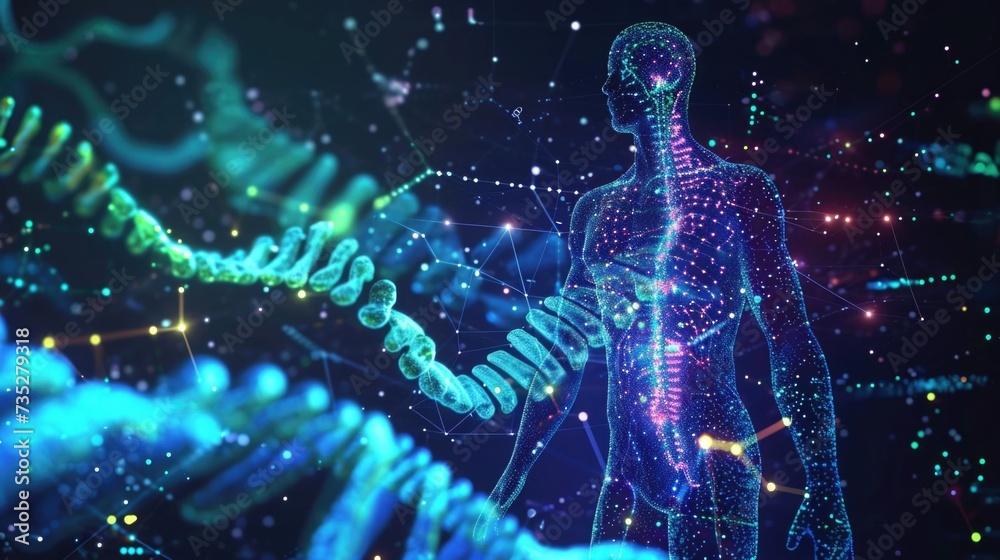 An image of a persons body with different parts highlighted in ...