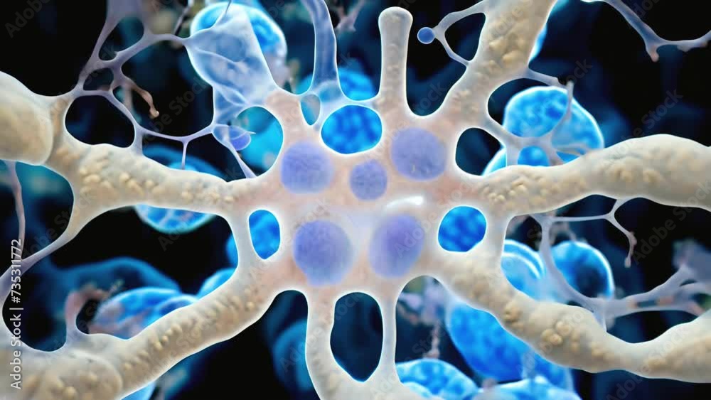 Cells of organisms under a microscope. Illustration of the study of the ...