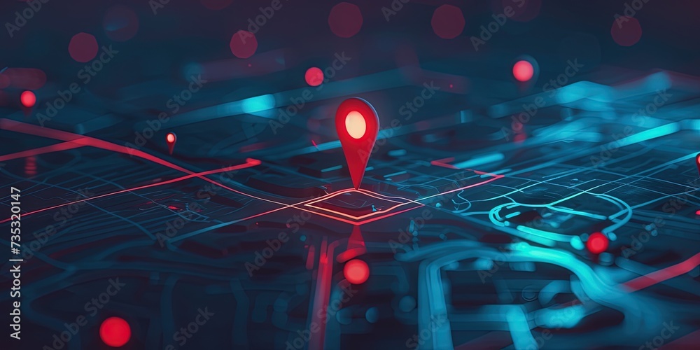 Poster GPS arrow/pin on map for navigation and mapping concept – Wall ...