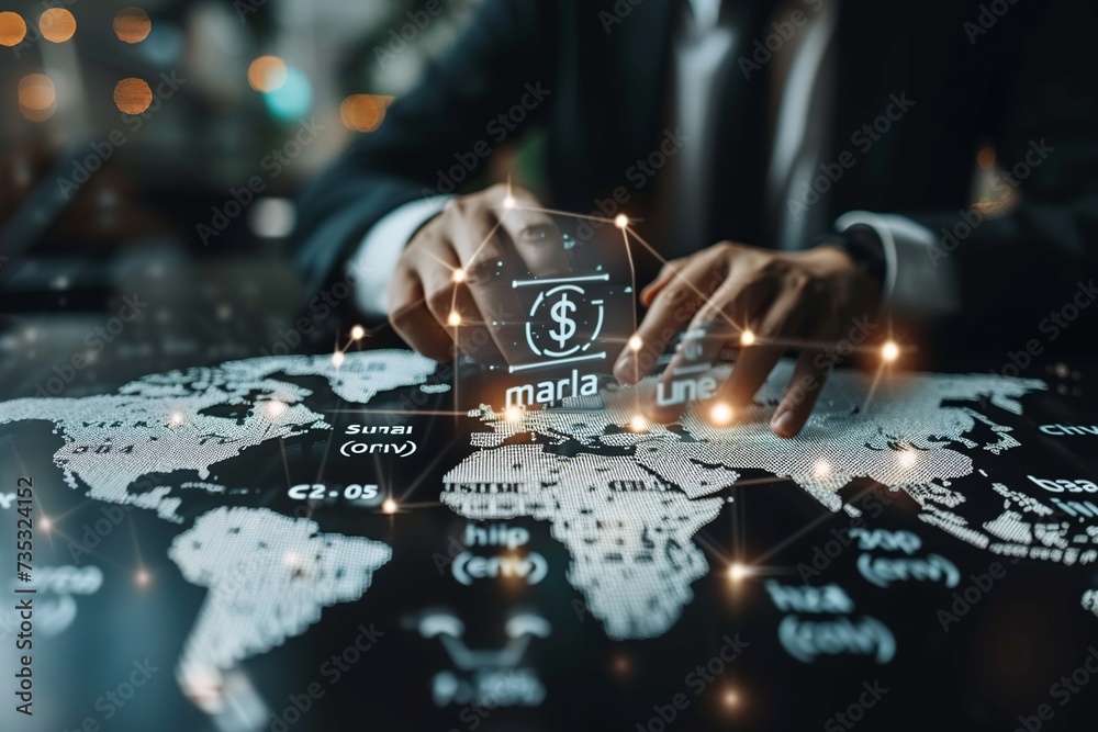 Engage with an image depicting the world of global currency exchange ...