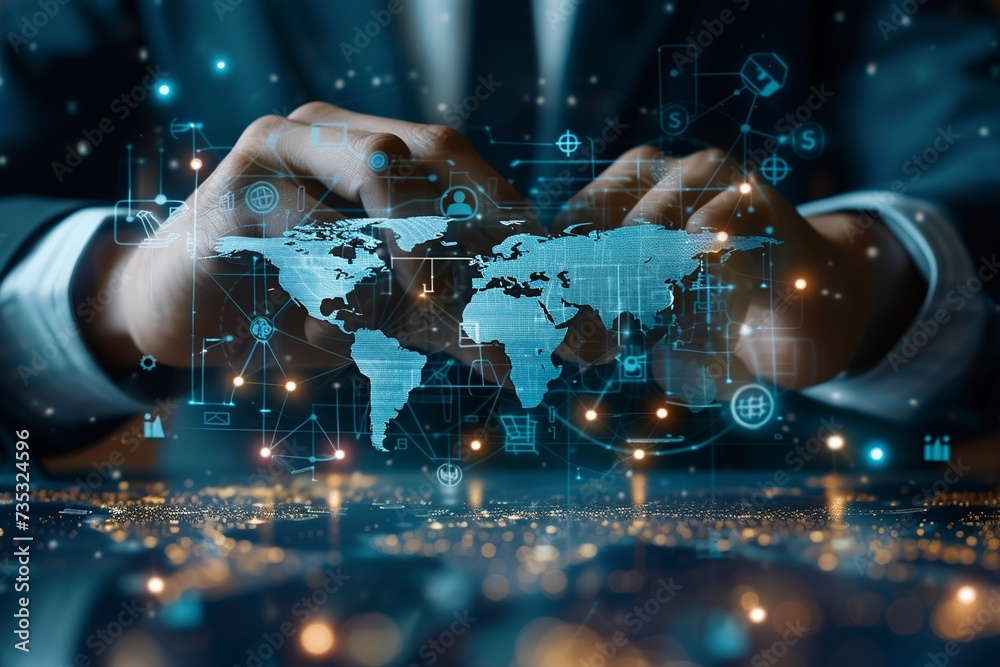 Engage with an image depicting the world of global currency exchange ...