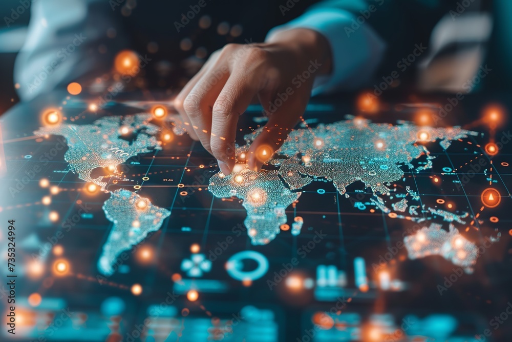 Engage with an image depicting the world of global currency exchange ...