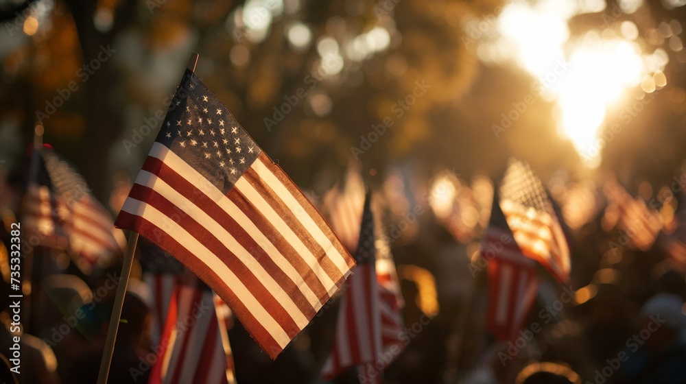 Background blur of crowd at political rally in the United States ...