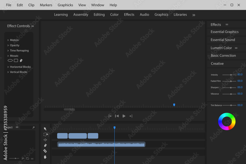 Graphic design screen. Application program for drawing toolbar for ...
