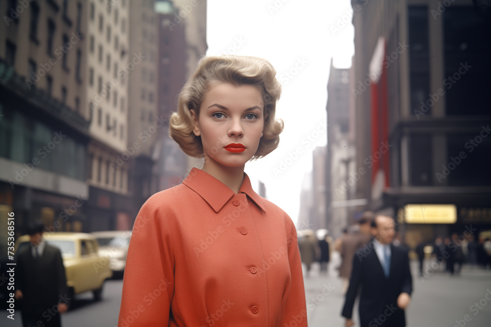 1950's style portrait of a famous hollywood actress in times square NYC ...