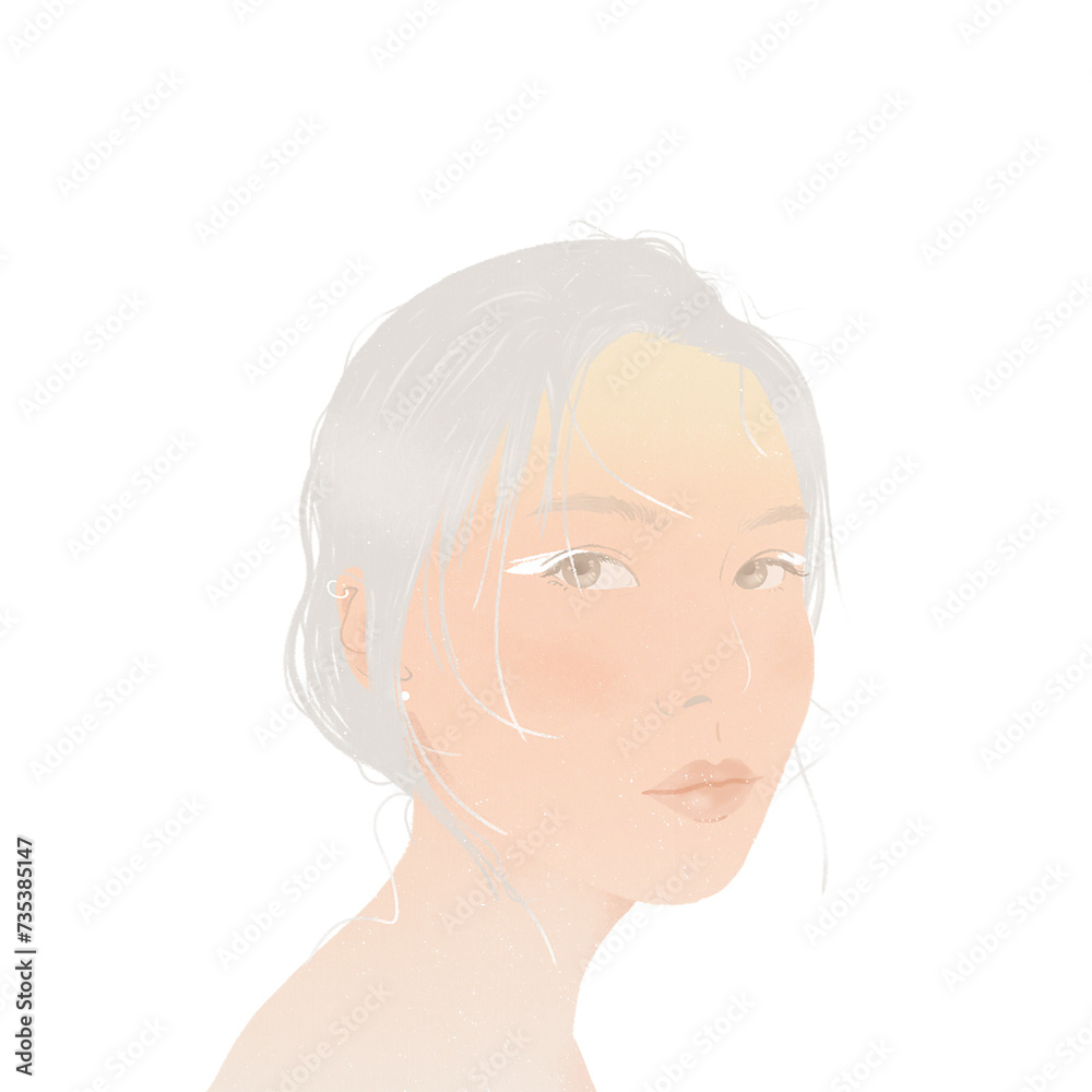 beautiful young grey haired woman Japanese Yuki Onna yokai famous ...