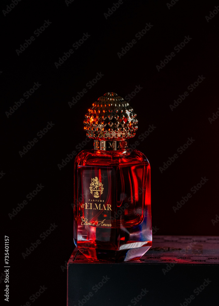 Kiev Ukraine 5 February 2024: Elixir d'Amour Parfums d'Elmar luxury ...