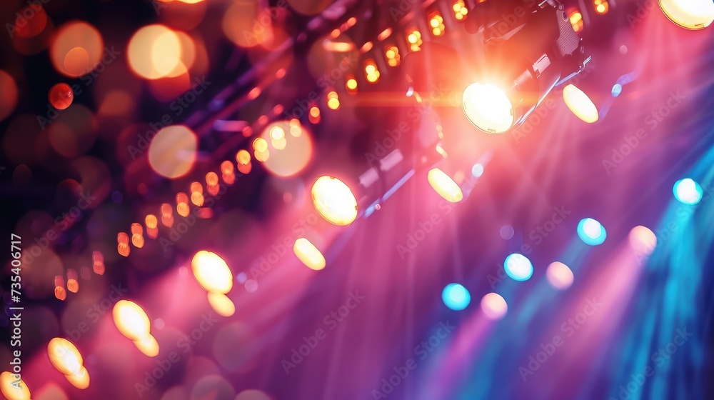 Stage lights.Abstract musical background.Playing guitar and concert ...