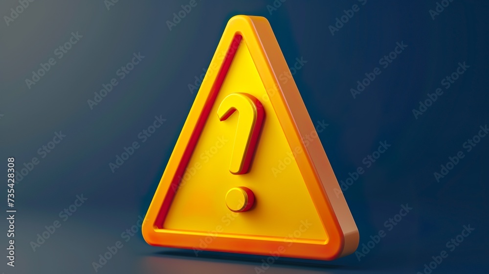 Warning triangle icon. Yellow caution warn in 3d. Warning sign with ...
