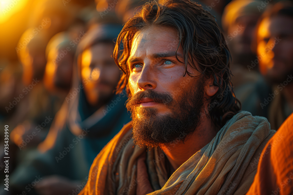 Imagination of The resurrected Jesus commissioning his disciples to go ...