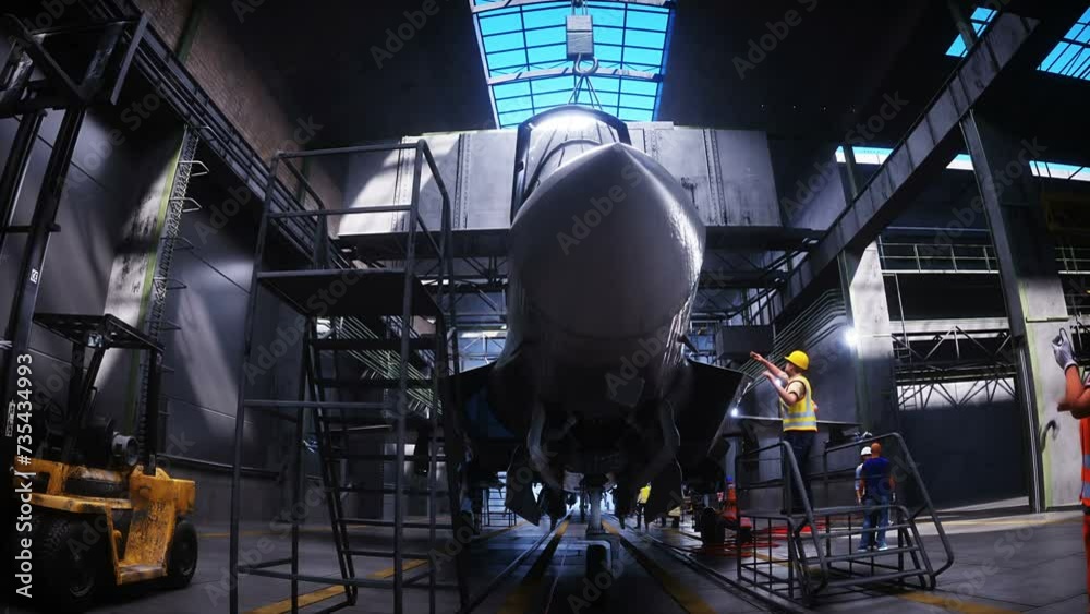 Production of military fighter jet f 35 at the factory. Military ...