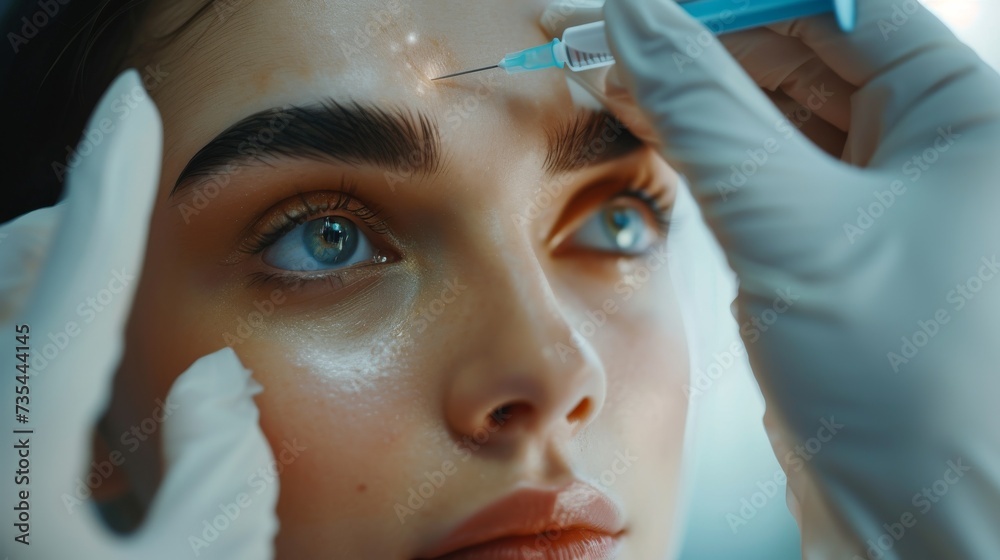 Enhancing her natural beauty, a woman receives a closeup botox ...