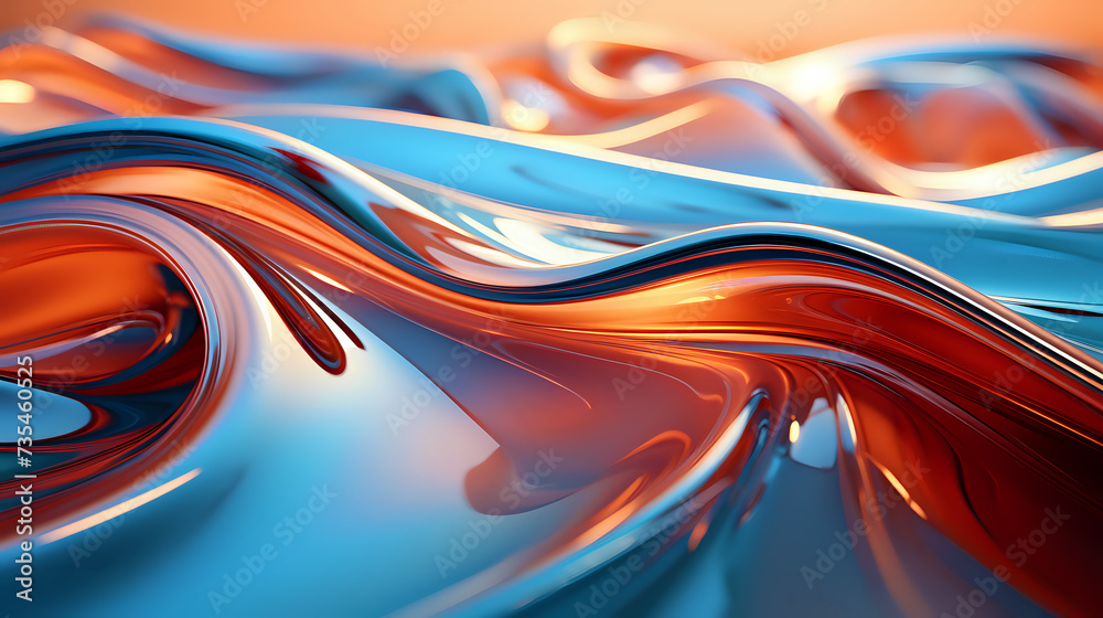 Vivid Liquid Flow Abstract. A 3D rendered image showcasing a vivid ...