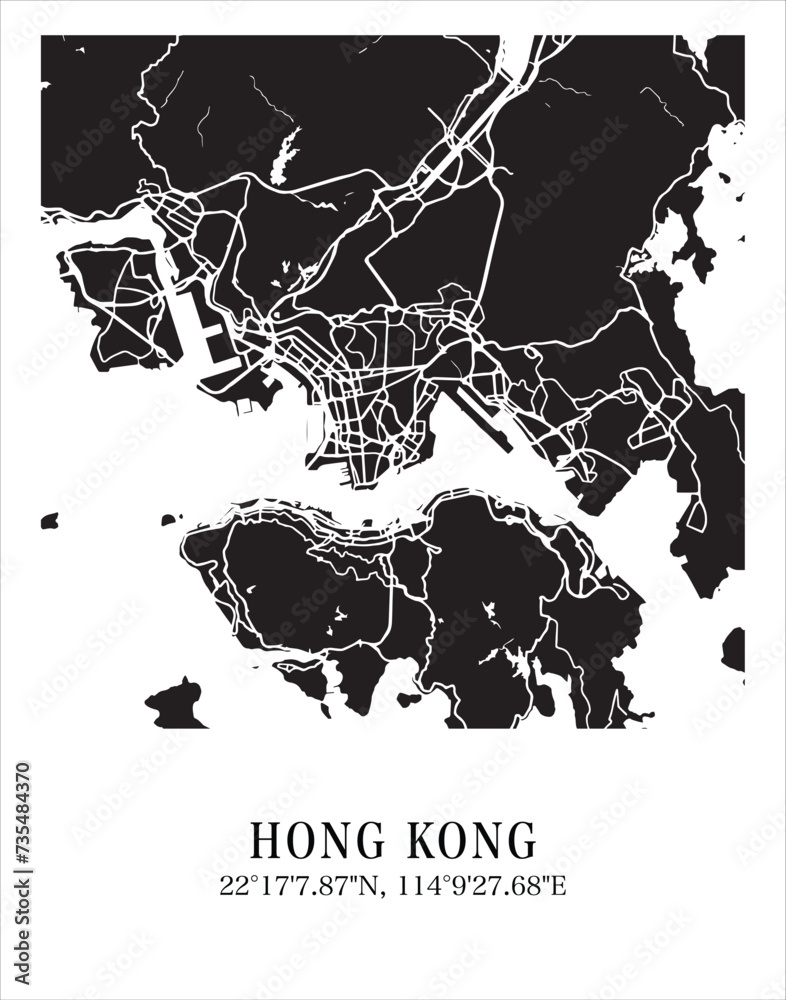 Vetor de Hong Kong city map. Travel poster vector illustration with ...