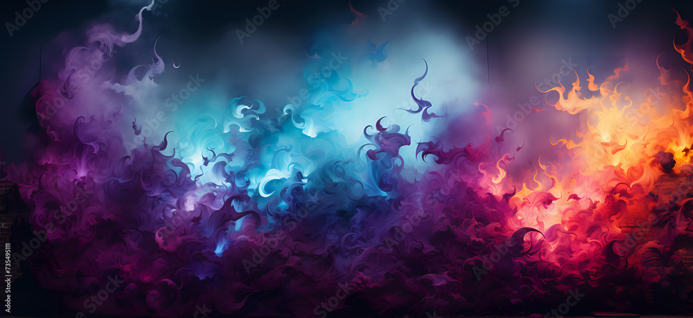 Vibrant Abstract Smoke Fusion Art. This wide, high-definition digital ...