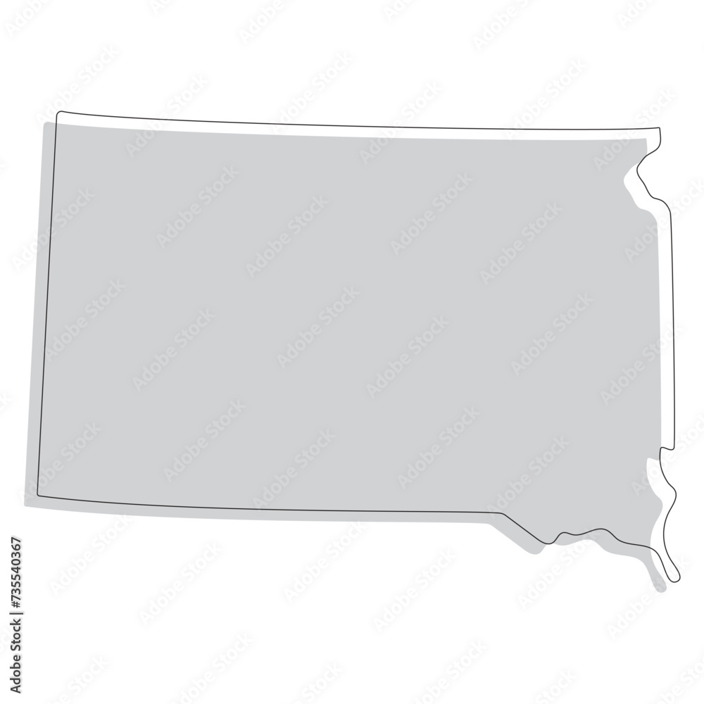 South Dakota State Map Map Of The U S State Of South Dakota Stock