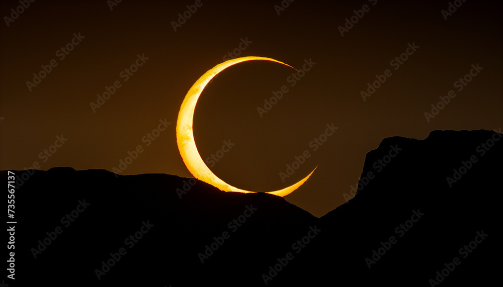The crescent moon of a solar eclipse creates a striking silhouette ...