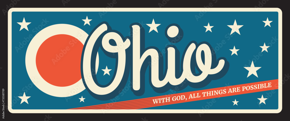 Ohio US state retro travel plate, retro board, postcard, signboard ...