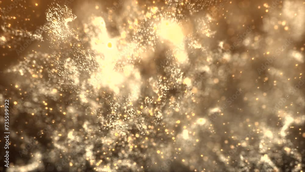 Abstract animation of glowing levitating dust particles. Overlay of ...