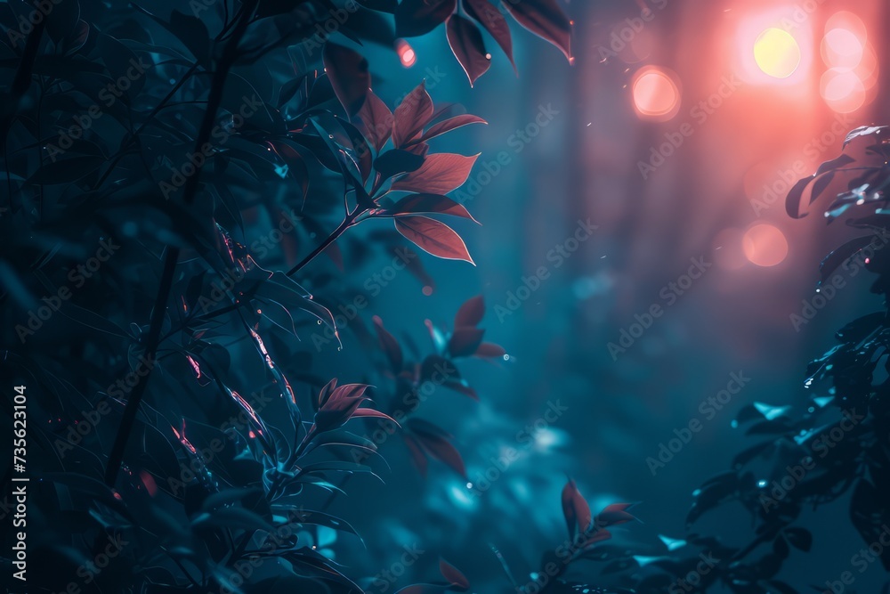 nature leaves wallpaper for desktop. Natural landscape background. neon ...