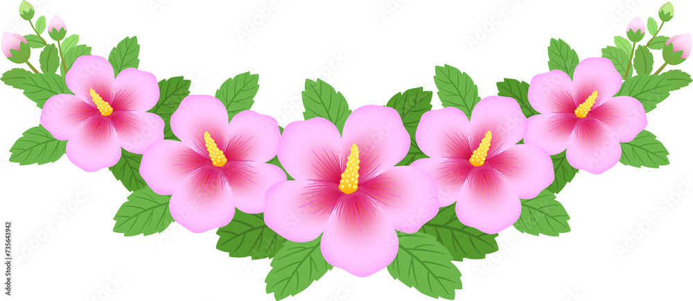 Clip art of Rose of Sharon, the national flower of Korea, 한국의 국화인 무궁화꽃 ...