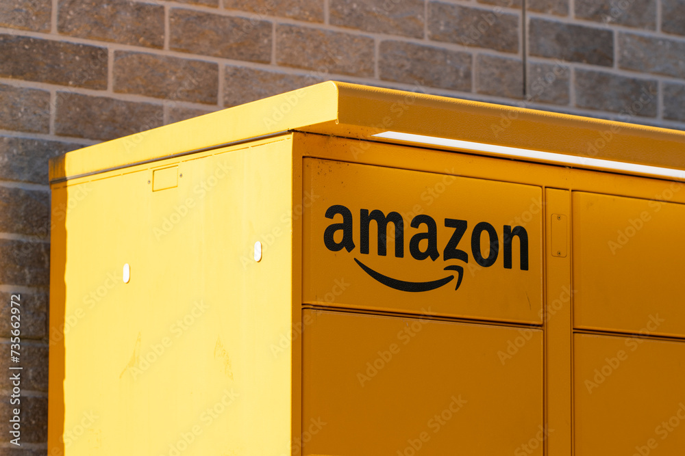 Charlotte, NC, USA - June 19, 2022: Amazon logo is seen on an Amazon ...