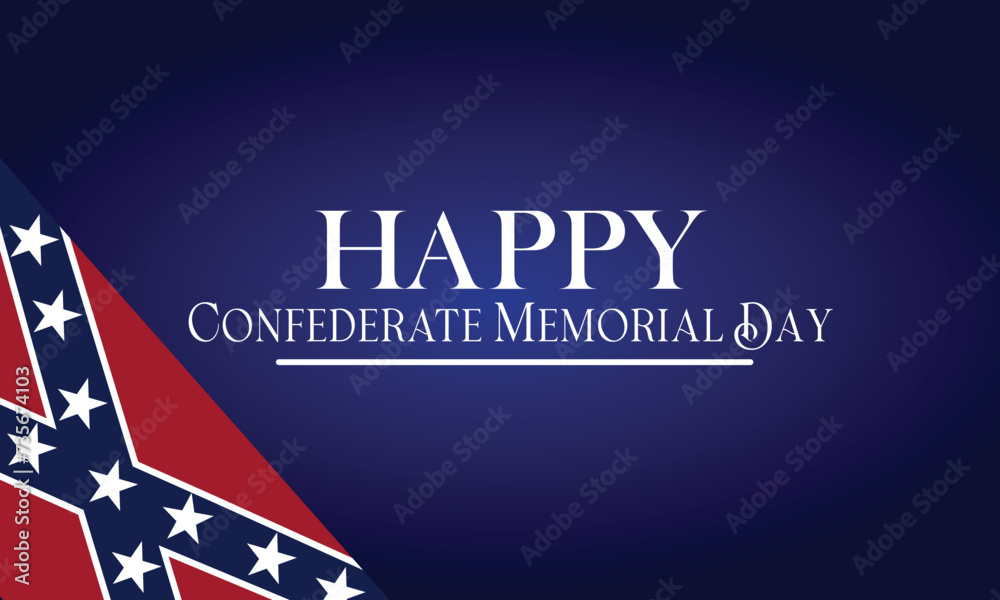 Happy Confederate Memorial Day Text With Flag And Blue Background ...
