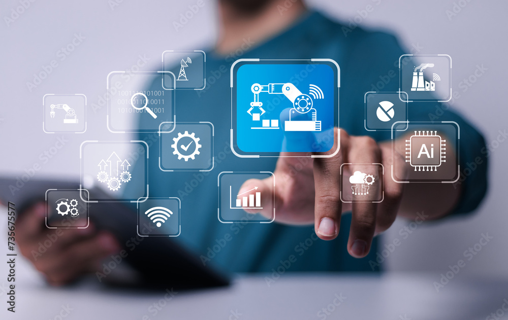 Smart factory automation and industry 4.0 concept. Smart industrial ...