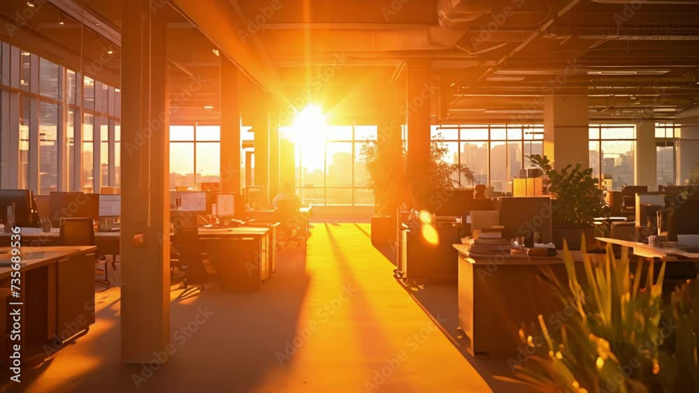 The suns last rays pour into the office casting a warm and welcoming ...