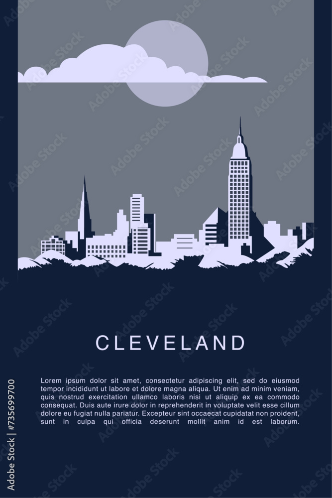 USA Cleveland retro city infographic poster with abstract shapes of ...