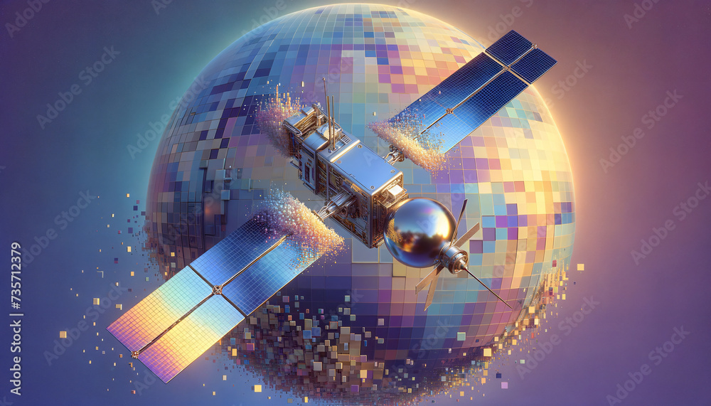 Y2K-inspired remote sensing satellite with pixelated disintegration ...