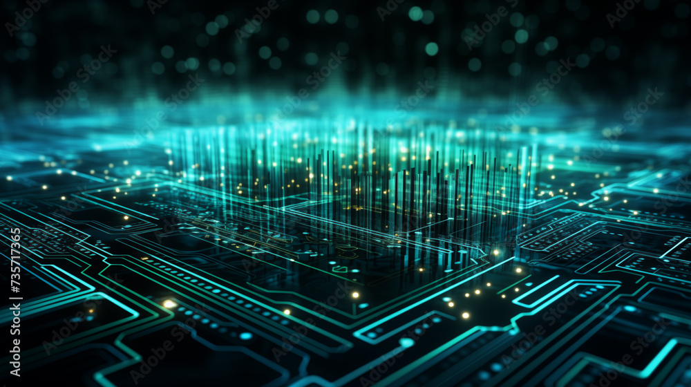 Abstract futuristic background in mint colors. Digital technologies ...