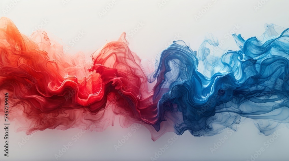 Blue and Red liquid splatter on White Surface, Bold and vibrant primary ...