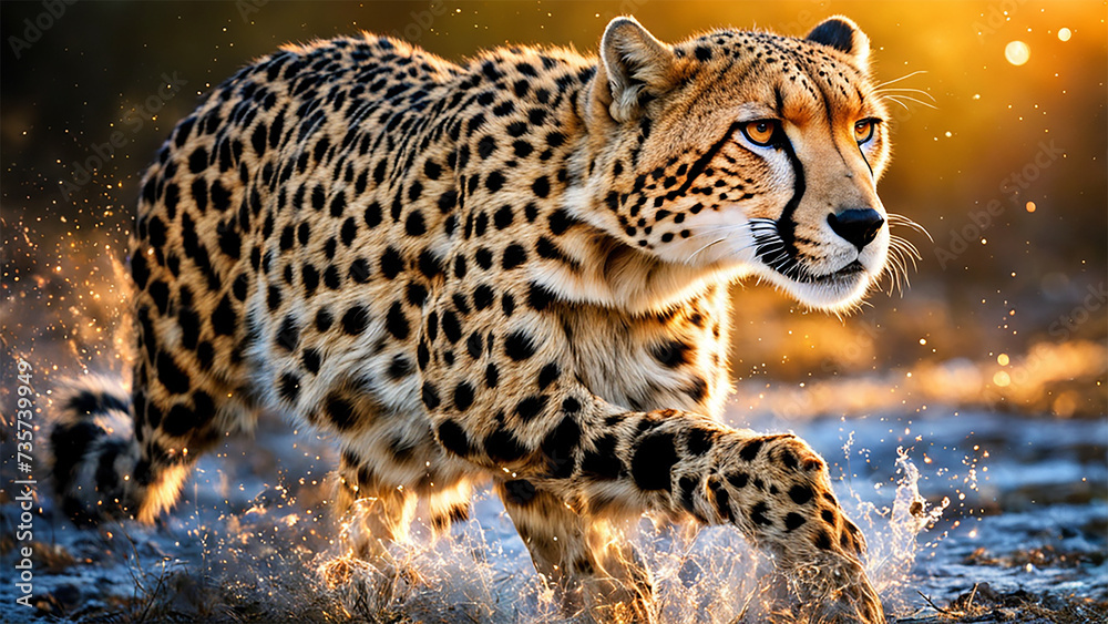 Freeze the exhilarating Cheetah in Full Sprint moment, highlighting ...