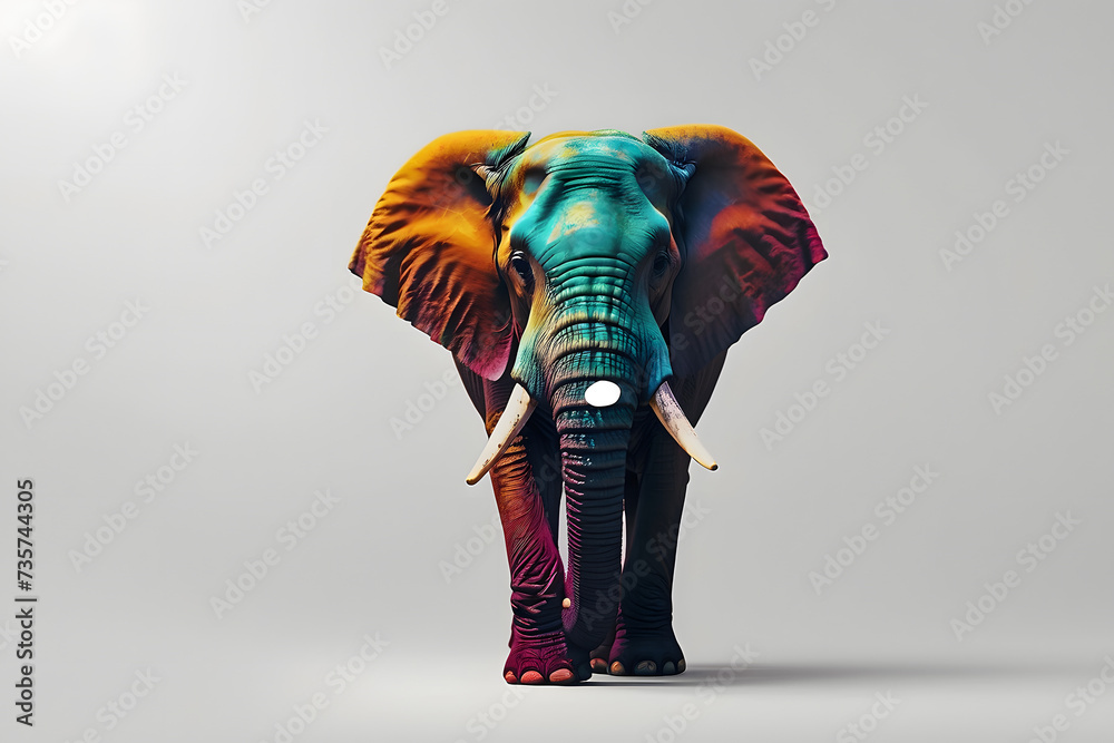 Elephant Circle Illustration Cartoon Vector Art Design, logo 3d ...