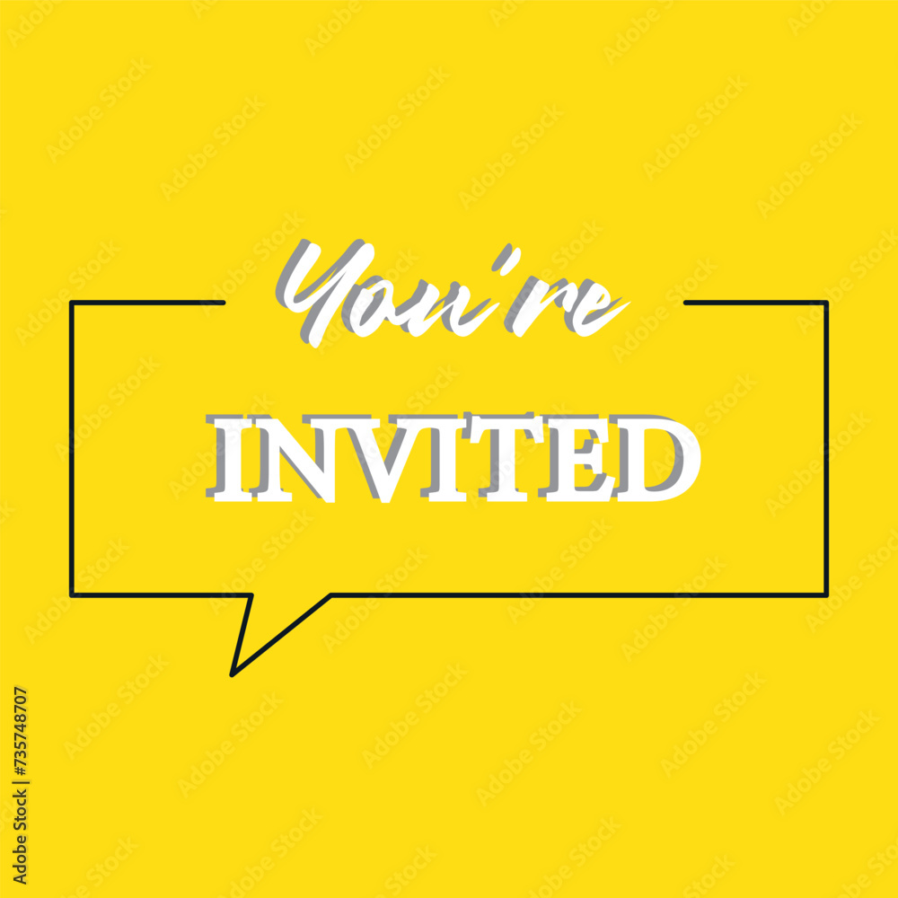 You're invited. Calligraphy lettering message. Invitation card design ...