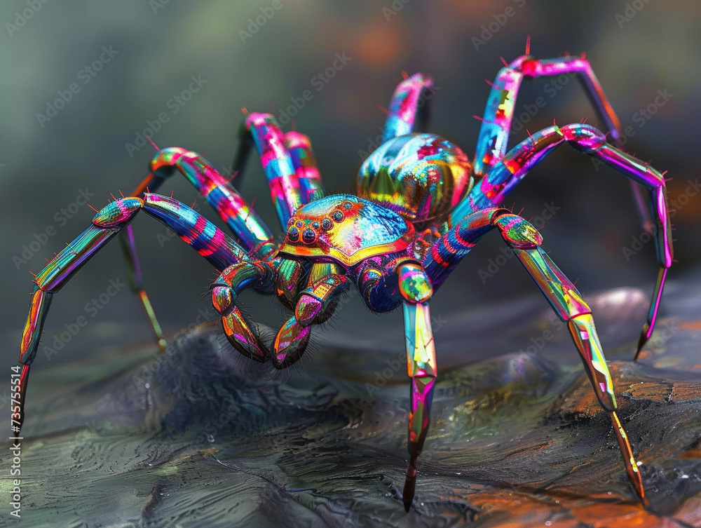 Develop an original 3D artwork that realistically portrays an exotic ...