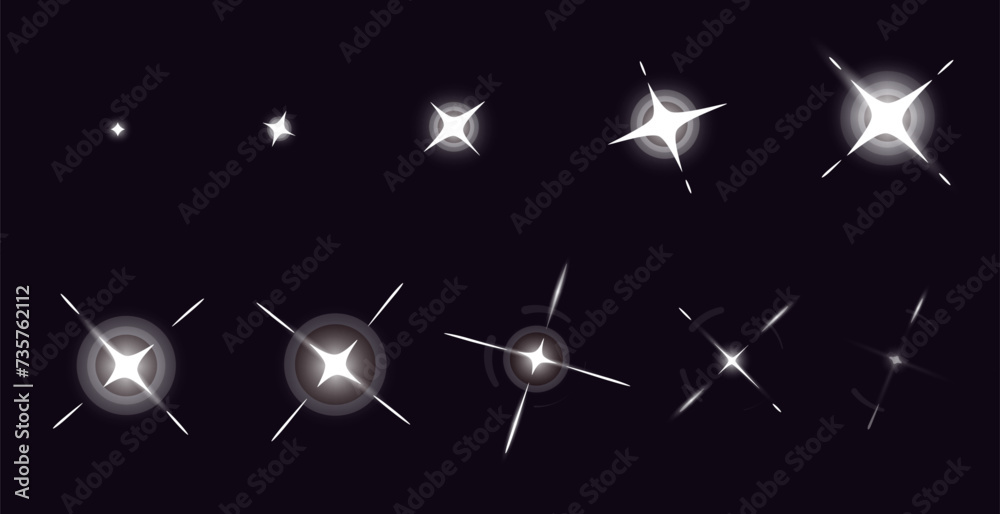 Game shine effect animation. Cartoon 2D sprite movement for UI game ...