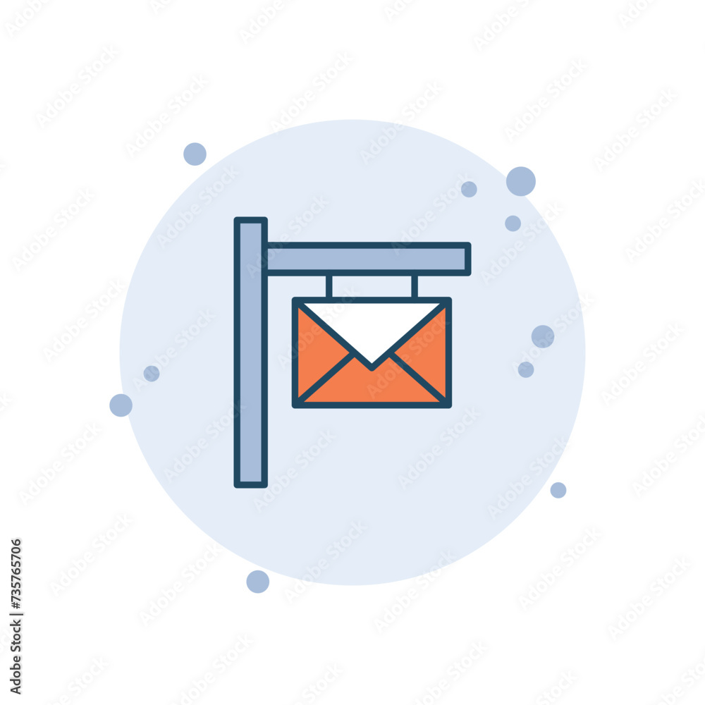 Cartoon postal box icon vector illustration. Mail box on bubbles ...