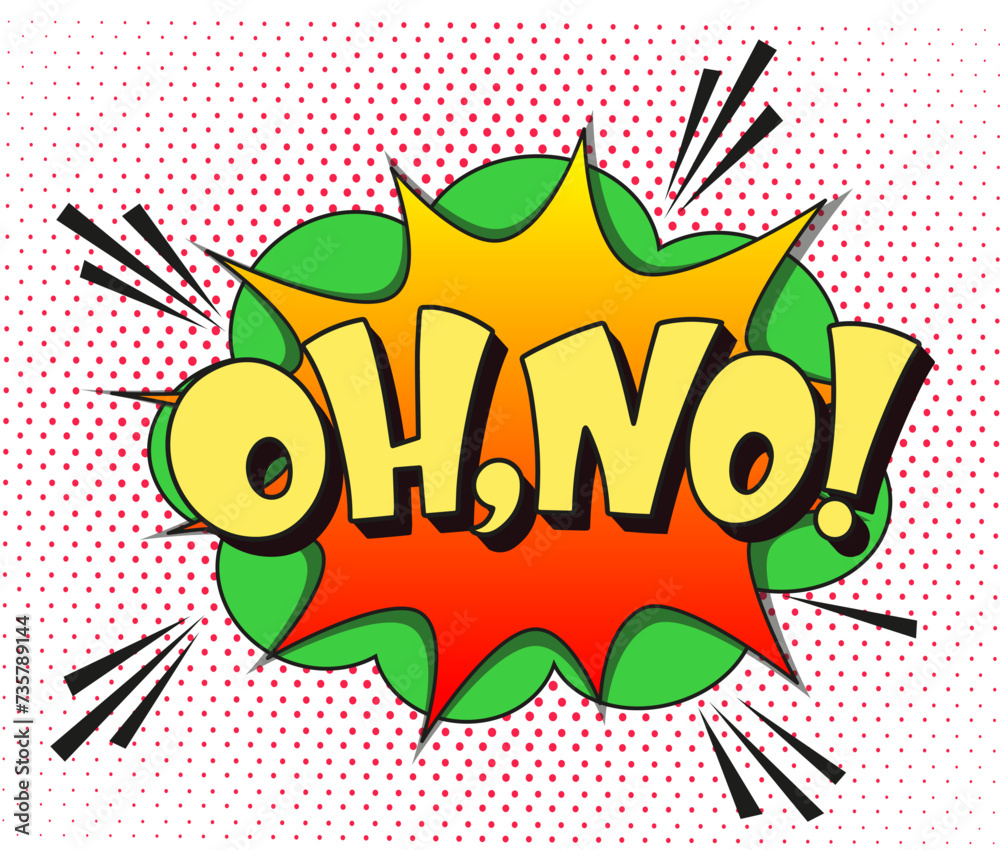 Comic lettering oh no. Vector bright cartoon illustration in retro pop ...