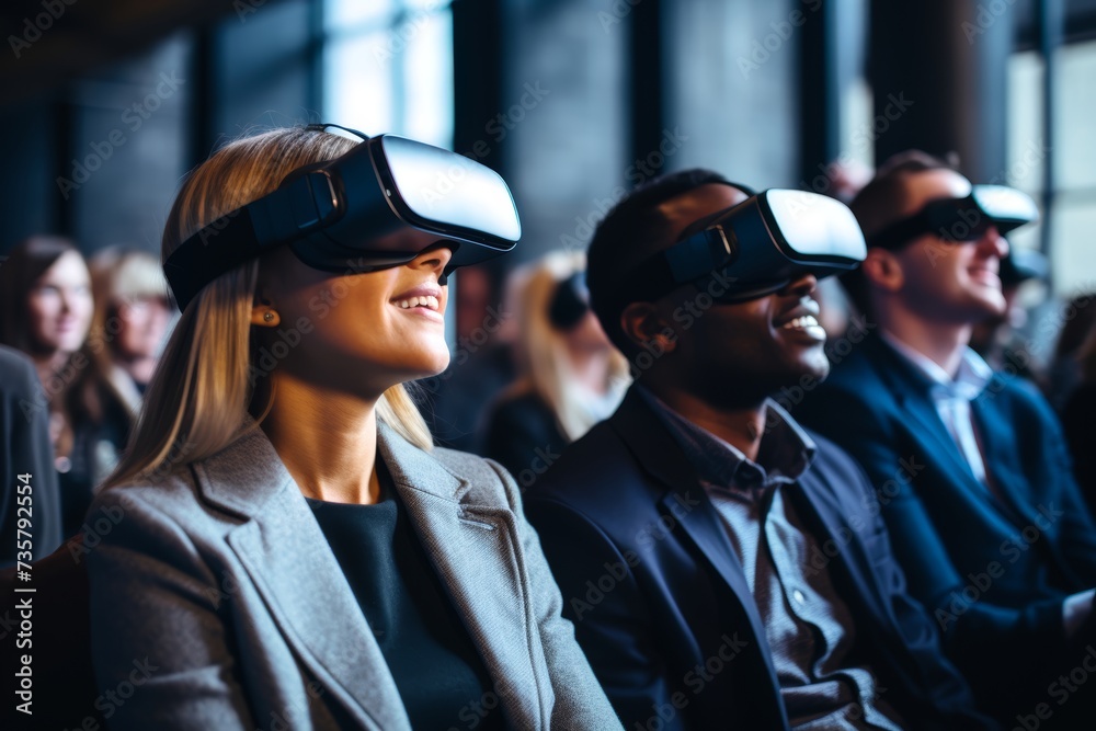 Virtual reality a European woman and an Asian man, both aged 32 ...