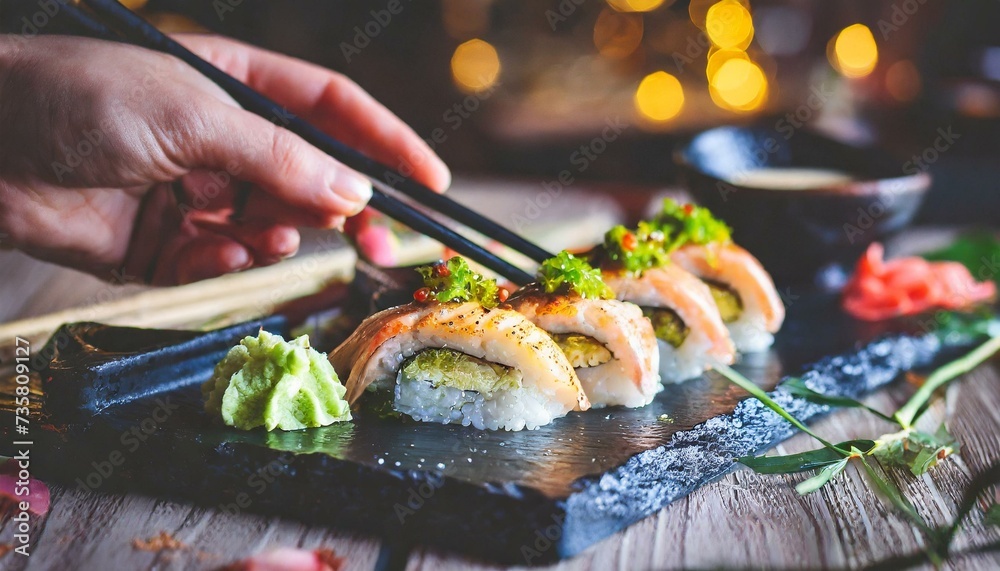 Assorted Sushi presented in a Tasteful Way - Diverse different types of ...