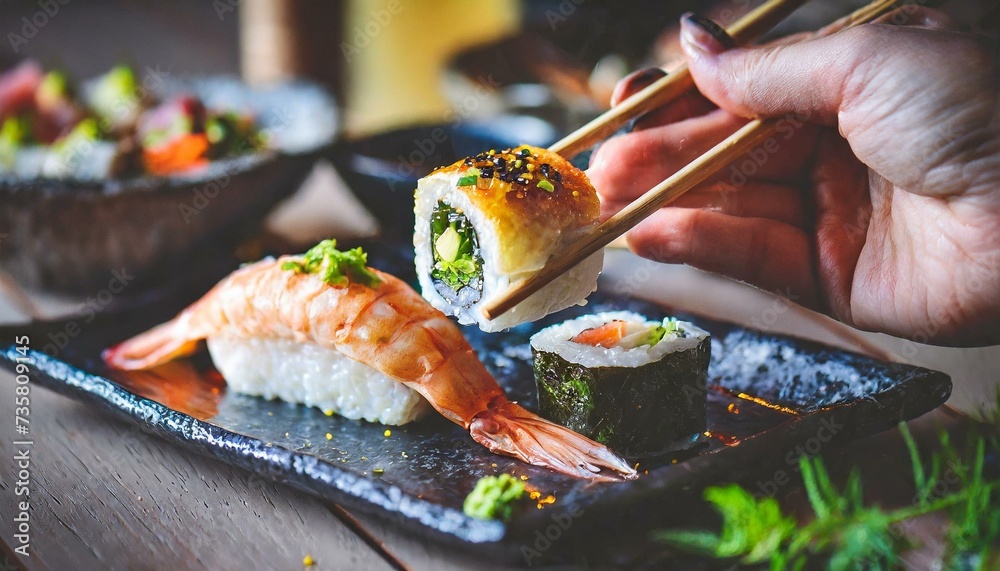 Assorted Sushi presented in a Tasteful Way - Diverse different types of ...